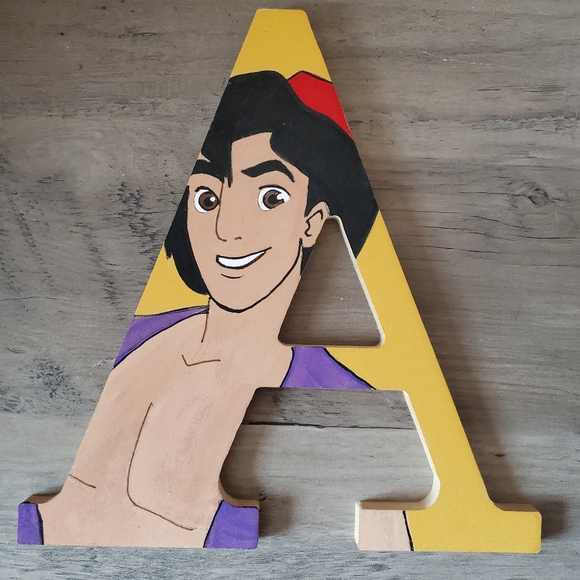 Disney | Accents | Hand Painted Disney Aladdin Letter Art | Poshmark